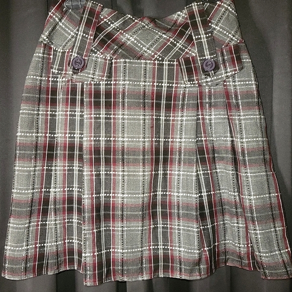 Helen 777 | Skirts | Helen 777 Plaid Mini Skirt Small Side Zip Red Gray ...